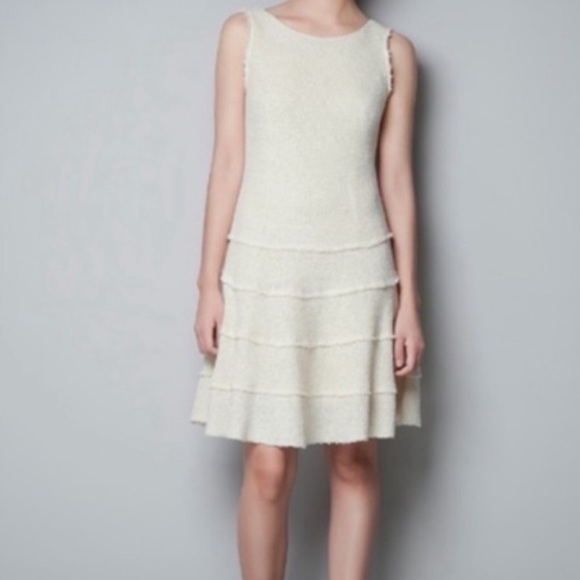 Zara | Dresses | Zara Raw Edge Tiered Knit Mini Dress | Poshmark